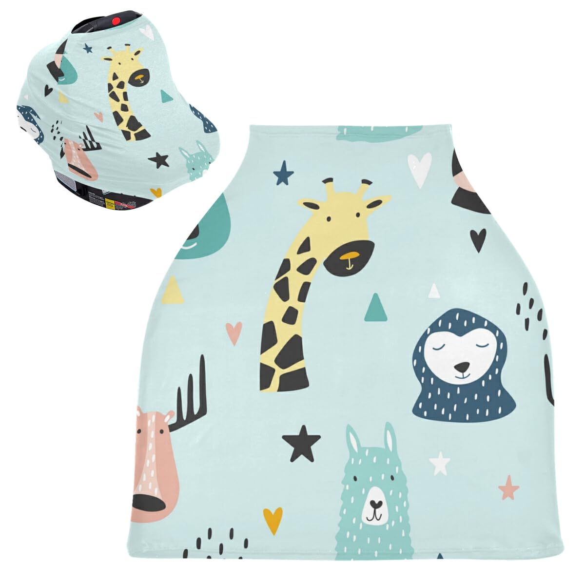 Koala and Llama Baby Car Seat Covers, Giraffe Nursing Cover Breastfeeding Scarf Soft Breathable Stretchy Coverage Multi-Use Cover Ups, Baby Gift for Boys Girls