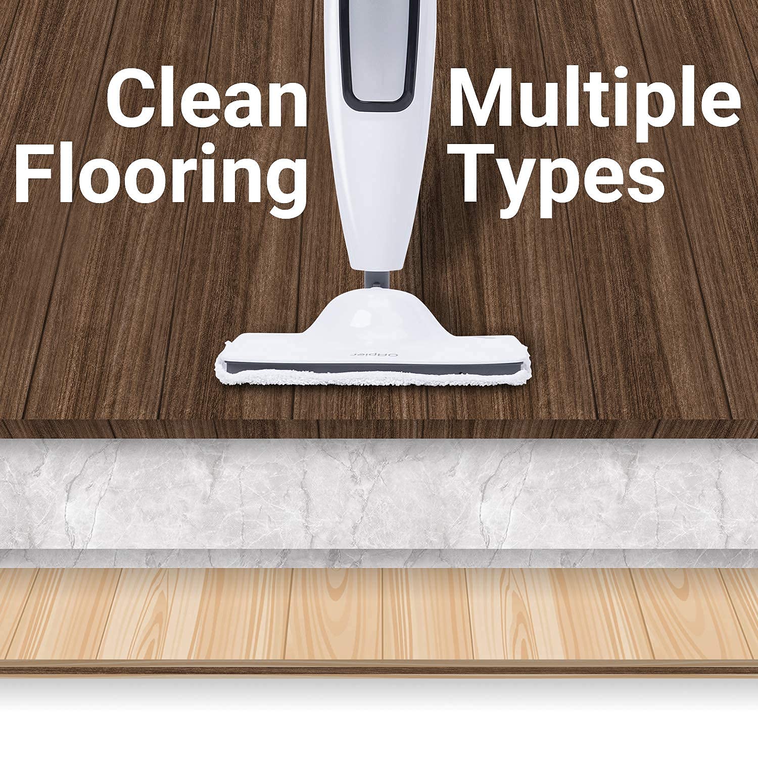 OApier S4 Steam Mop for Tile and Hardwood, Laminate Floor Cleaner with 2 Levels Steam, Swivel Head, 300ml 10.6oz Water Tank, 20 ft Power Cord