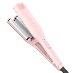 amovee travel hair crimper curling iron, professional mini hair waver 0.59 inch three barrel curling iron, hair crimper small negative ions, dual voltage