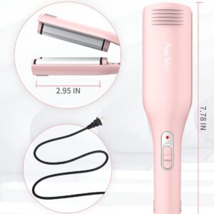 AmoVee Travel Hair Crimper Curling Iron, Professional Mini Hair Waver 0.59 Inch Three Barrel Curling Iron, Hair Crimper Small Negative Ions, Dual Voltage