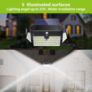 Biling Solar Lights Outdoor 266 LED with Lights Reflector, IP65 Waterproof Solar Motion Sensor Security Lights, 3 Modes Wireless Wall Lights for Garden, Patio, Yard, Garage(4 Pack)