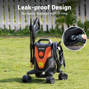 Electric Pressure Washer 1950 PSI 1.58 GPM High Pressure Power Washer Machine with 4 Quick Connect Nozzle, Hose Reel, Detergent Tank Best for Cleaning Homes/Buildings/Cars, Decks, Driveways, Patios