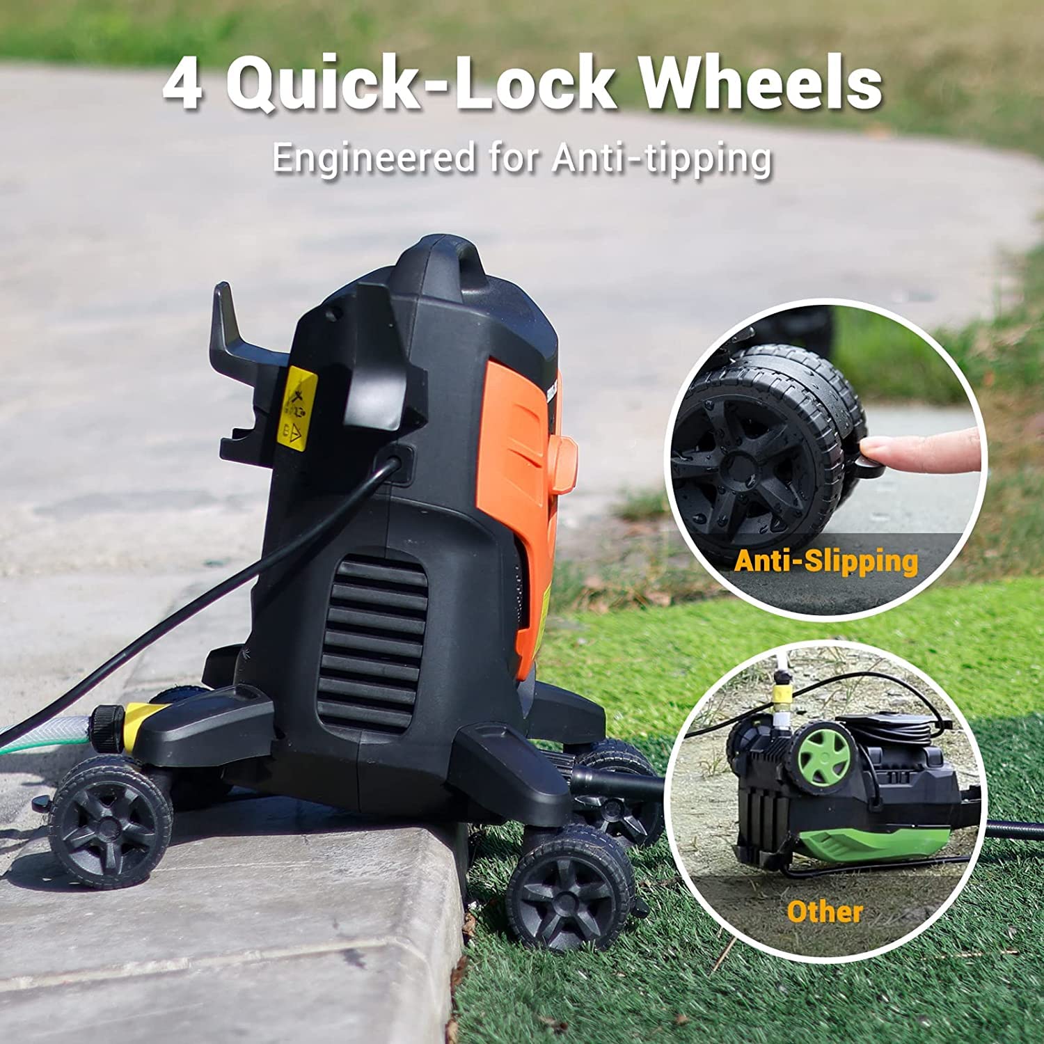 Electric Pressure Washer 1950 PSI 1.58 GPM High Pressure Power Washer Machine with 4 Quick Connect Nozzle, Hose Reel, Detergent Tank Best for Cleaning Homes/Buildings/Cars, Decks, Driveways, Patios