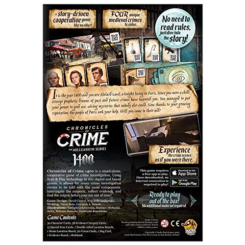 Chronicles of Crime Millennium 1400 Board Game - Immersive Detective Mystery Adventure, Cooperative Game for Kids and Adults, Ages 12+, 1-4 Players, 60-90 Minute Playtime, Made by Lucky Duck Games