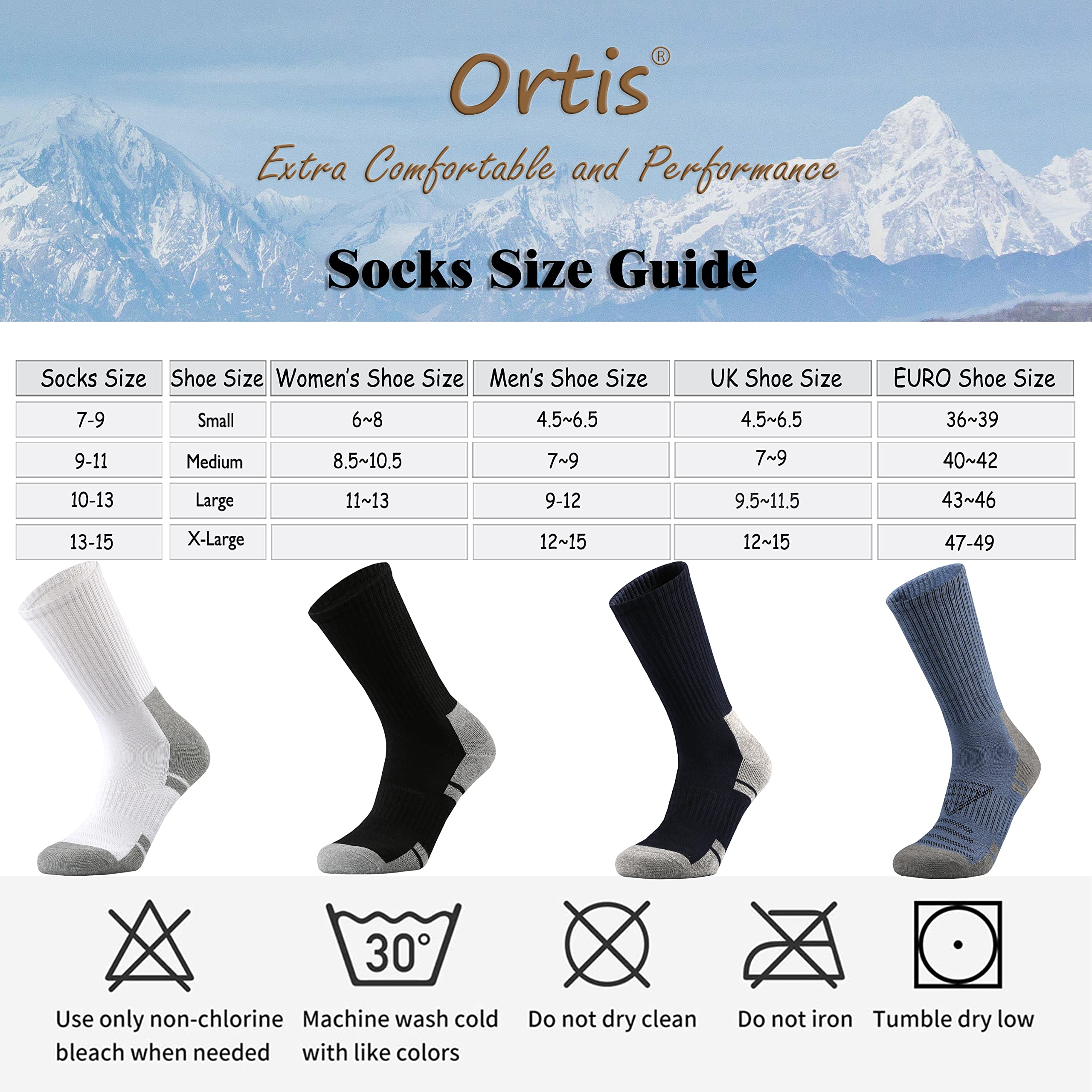 Ortis Men's Cotton Cushion Crew Socks Moisture Wicking Breathable Thick Warm Thermal for Athletic Heavy Duty Work Boot(BlackGrey L)