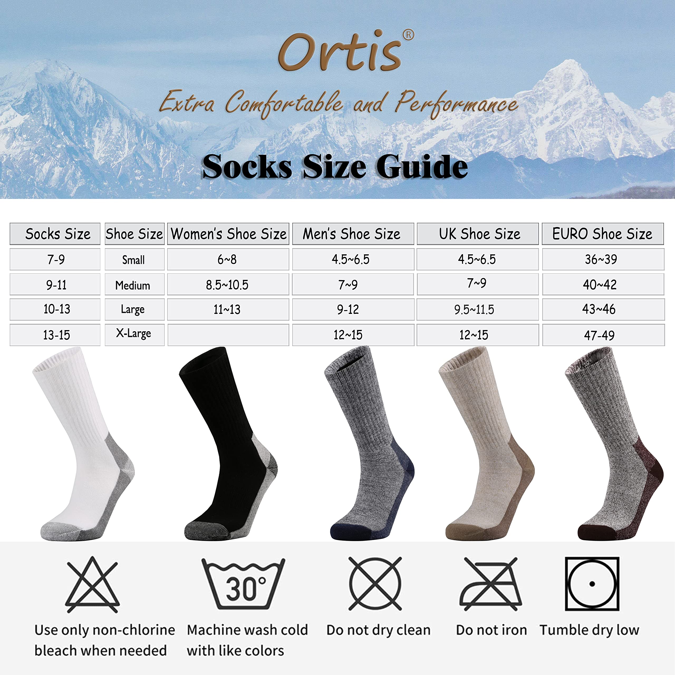 Ortis Men's Cotton Cushion Crew Socks Moisture Wicking Breathable Thick Warm Thermal for Athletic Heavy Duty Work Boot(Black Grey XL)