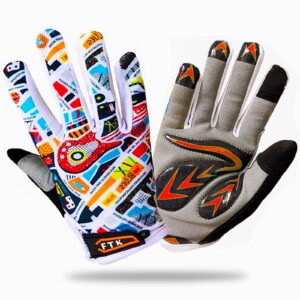 kids bike gloves boys girls gel padded full finger/half finger road riding mountain bicycle non-slip cycling glove for youth junior children ages 2-11 (orange-full finger,x/large)