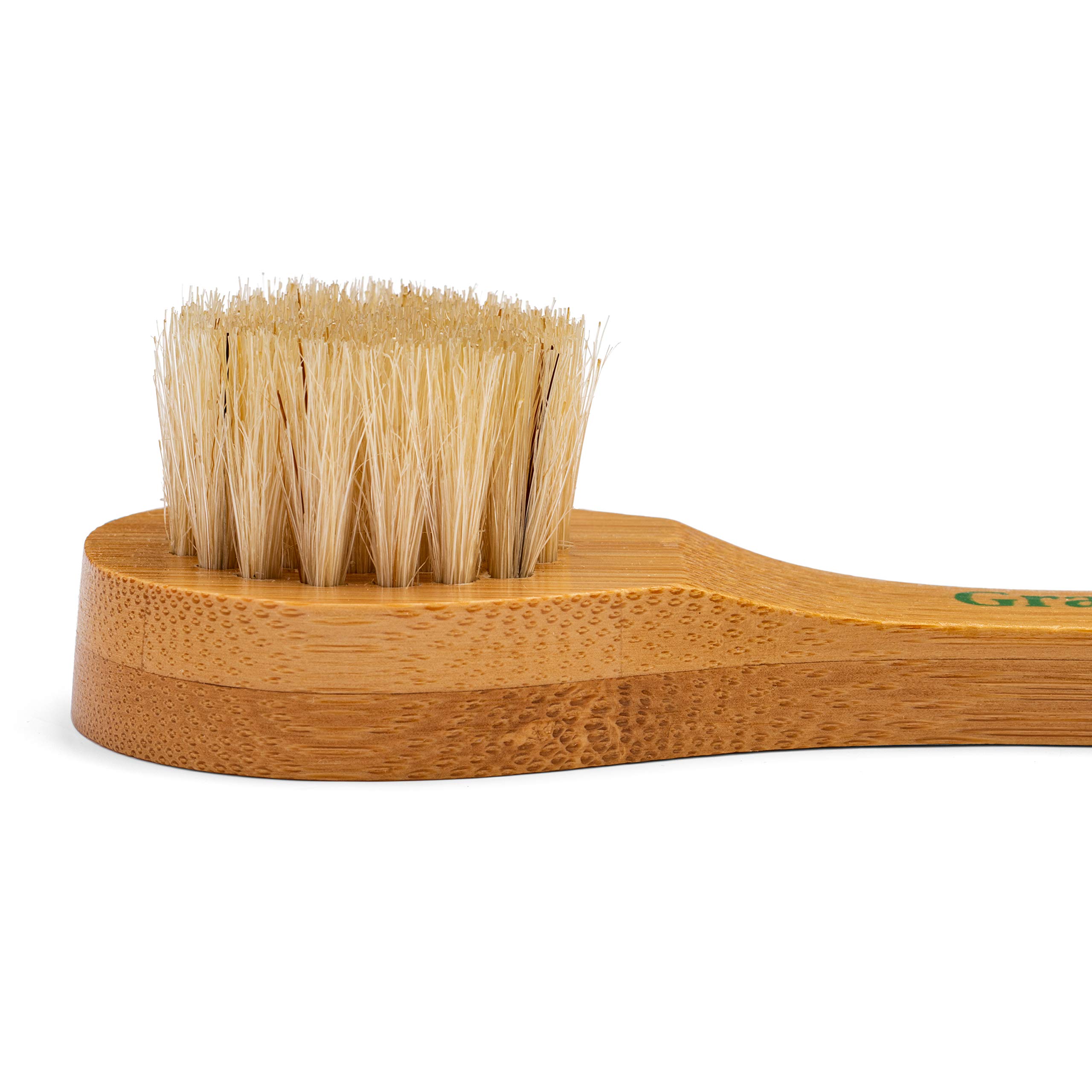 GranNaturals Manual Facial Brush Dry Brushing Scrubber - Natural Bristles for Exfoliation - Promotes Lymphatic Drainage, Deep Cleansing, Gentle Pore Cleaning for Glowing, Soft Skin - Wooden Handle