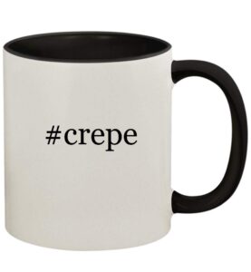 knick knack gifts #crepe - 11oz ceramic colored handle and inside coffee mug cup, black