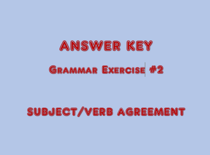 ANSWER KEY TO GRAMMAR LESSON 2