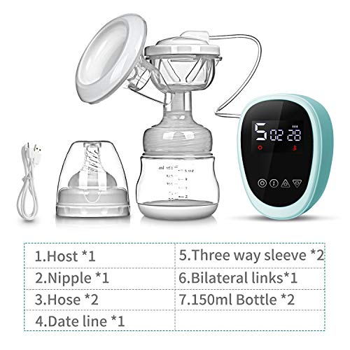 Electric Breast Pump, UTOBY Rechargeable Portable Double Pumps Nursing Breastfeeding Pump Pain-Free Strong Suction Power for Breast Milk Suction and Breast Massage