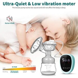 Electric Breast Pump, UTOBY Rechargeable Portable Double Pumps Nursing Breastfeeding Pump Pain-Free Strong Suction Power for Breast Milk Suction and Breast Massage