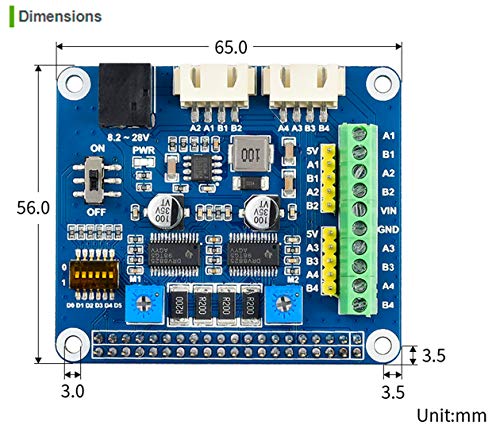 Stepper Motor HAT for Raspberry Pi 4B/3B+/2B/B+/Zero/W/WH/and Jetson Nano,DRV8825 Motor Controller Drives Two Stepper Motors, Up to 1/32 Microstepping,Use for 3D Printer,Sculpturing Machine etc