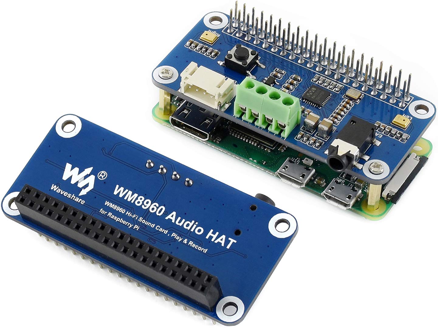 Audio HAT Module for Raspberry Pi 4B/3B+/3B/2B/B+/A+/Zero/Zero W/Pi Zero WH,WM8960 Hi-Fi Sound Card HAT Stereo CODEC, Play/Record