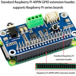 Audio HAT Module for Raspberry Pi 4B/3B+/3B/2B/B+/A+/Zero/Zero W/Pi Zero WH,WM8960 Hi-Fi Sound Card HAT Stereo CODEC, Play/Record