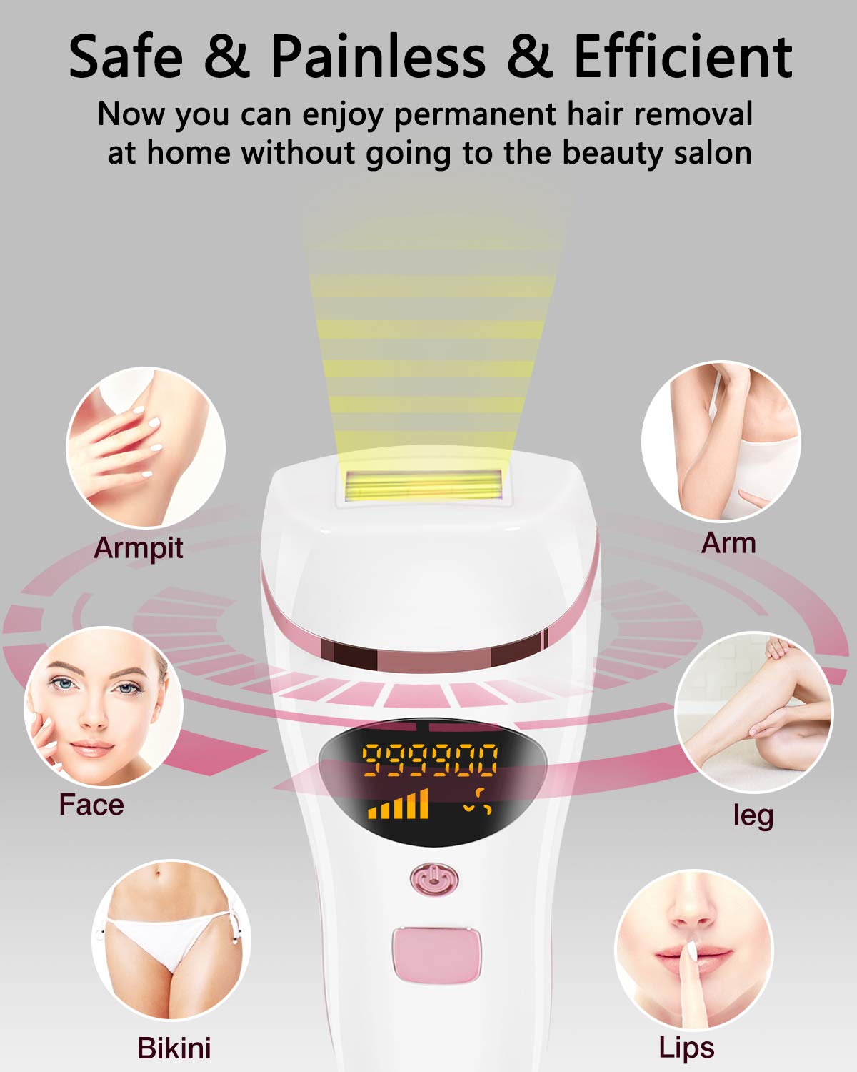 At Home Laser Hair Removal for Women and Men Upgraded to 999,900 Flashes - ProCIV IPL Permanent Hair Removal Painless Hair Remover Device for Whole Body