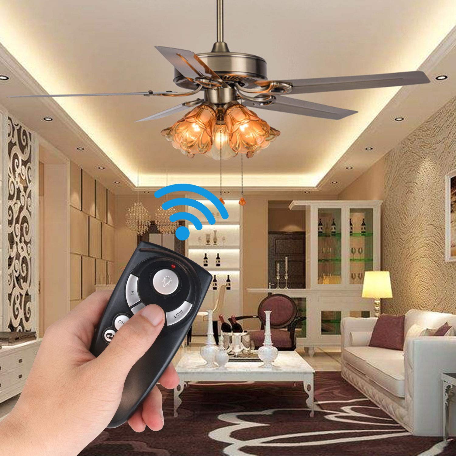 Eogifee UC7083T Ceiling Fan Remote Control Replacement of Hampton Bay with Reverse Button 3 Speed Control, Wall Mount Only Remote