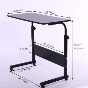 Laptop Cart 31.5" Mobile Table Fancasa Movable Portable Adjustable Notebook Computer Stand with Wheels (Black)