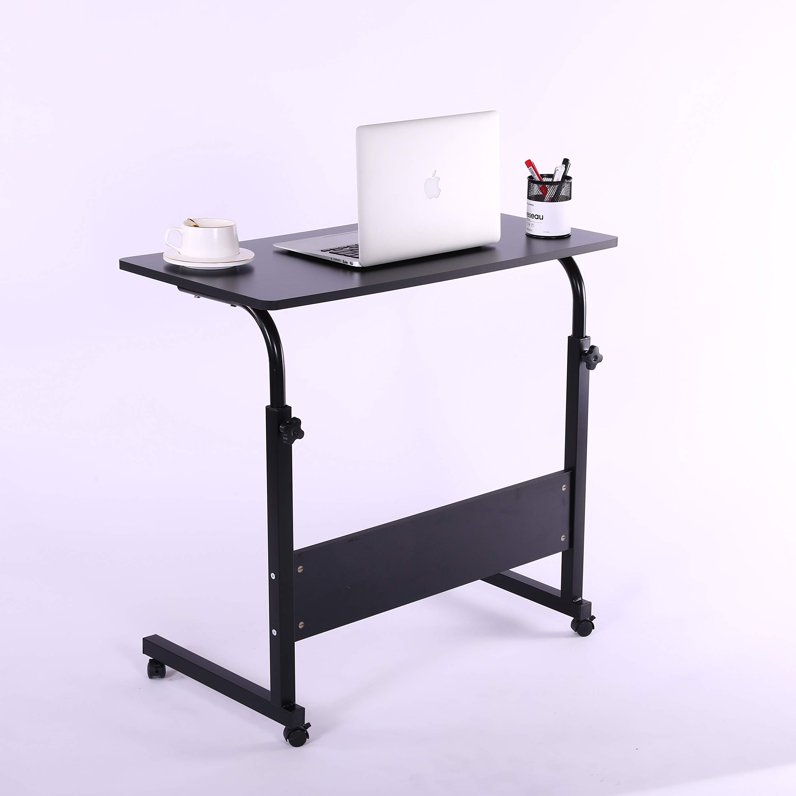 Laptop Cart 31.5" Mobile Table Fancasa Movable Portable Adjustable Notebook Computer Stand with Wheels (Black)