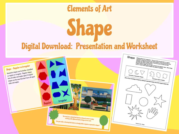 Elements of Art ~ Shape ~ Worksheet and Lesson Presentation