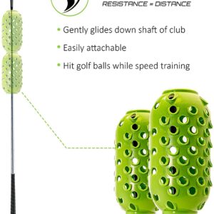 AERO-SWING - Air Resistance Pineapple Kit - Training Aid and Warm Up Equipment - Improves Swing Speed & Accuracy, Adjustable Pineapples - Uses Air Resistance, No Added Weights - 2 Units - Green