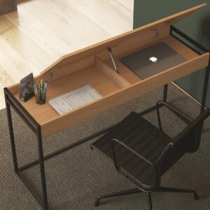 Casabianca Furniture Noa Office Desk in Birch Melamine with Black Metal Painted Frame.