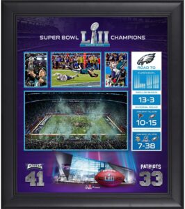 sports memorabilia philadelphia eagles framed 15" x 17" super bowl lii champions team collage - nfl team plaques and collages