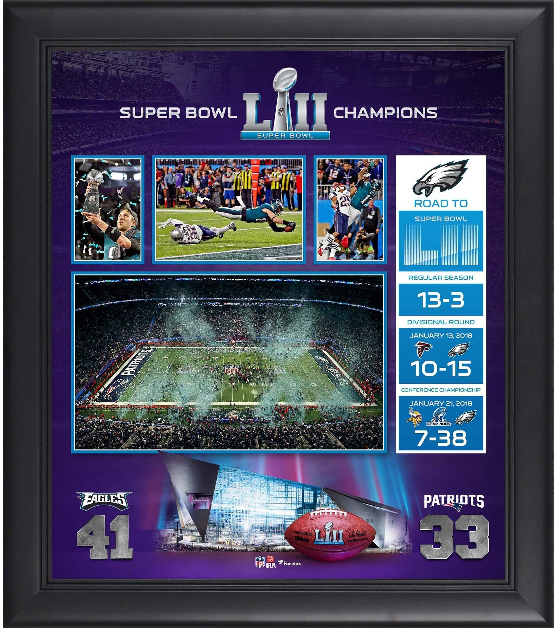 Sports Memorabilia Philadelphia Eagles Framed 15" x 17" Super Bowl LII Champions Team Collage - NFL Team Plaques and Collages