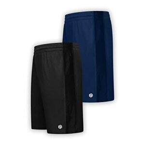 big & tall men's premium moisture wicking active athletic performance shorts with pockets - 2 pack