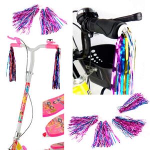 VASANA 4PCS 2 Pairs Bike Handlebar Streamers for Boys and Girls Kids Baby Bicycle Accessories Bicycle Tassel Ribbon for Bikes Handlebars