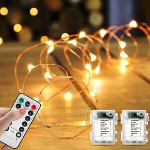 svarog 2 packs led string lights with remote control,battery operated fairy string lights,16ft 50led waterproof copper wire starry fairy light for bedroom wedding party xmas festival deco(warm white)