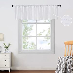 fragrantex white valances for windows 1 pack pinstriped sheer window toppers for bay window with arrow pattern farmhouse cafe small bathroom valance curtains 17" l,rod pocket,54" wx17 lx1