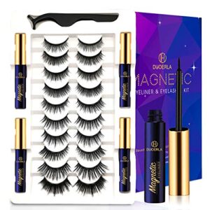 duoerla magnetic eyelashes magnetic lashes natural looking - 4 tubes of magnetic liner - upgraded long lasting,reusable,lightweight, waterproof, cruelty-free easy to apply -10 pairs