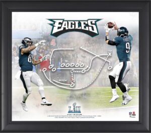 sports memorabilia philadelphia eagles framed 15" x 17" super bowl lii champions philly special collage - nfl team plaques and collages