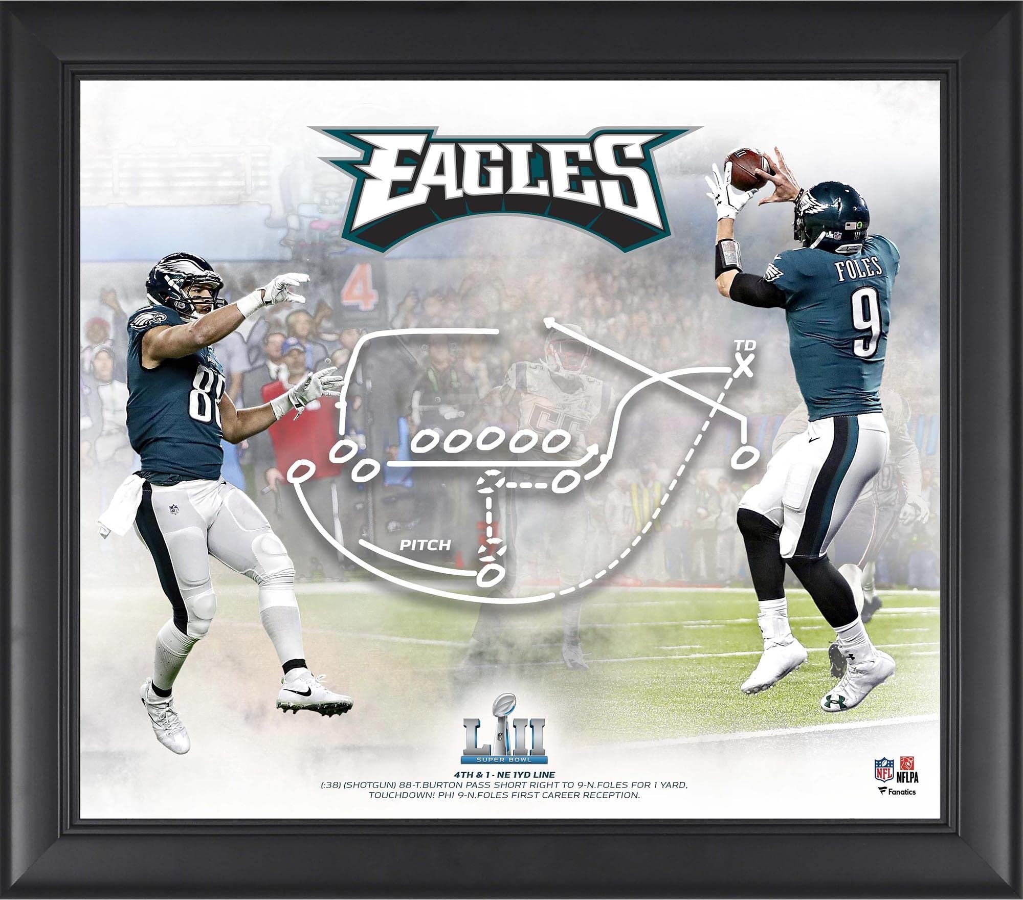 Sports Memorabilia Philadelphia Eagles Framed 15" x 17" Super Bowl LII Champions Philly Special Collage - NFL Team Plaques and Collages