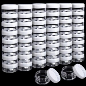 50 pack cosmetic containers, hnyyzl 5 gram clear round pot jar plastic sample container with lid, for eye shadow bead earring liquid lotion cream make-up storage