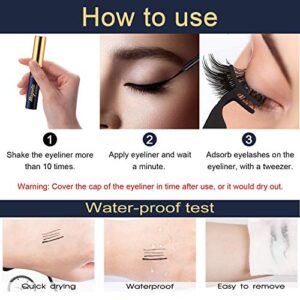 3D Magnetic Eyelashes Natural Look with Eyeliner Kit - 7C SEVENCROWN Magnetic Lashes - Upgraded 4 tubes of Magnetic Liner - 10 Pairs Reusable False Magnetic Eyelash Kit with Applicator Easy to Apply.