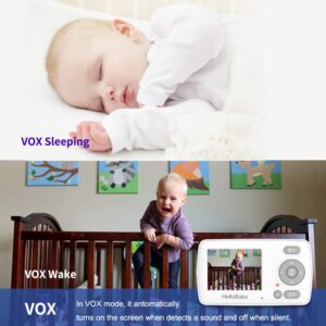 HelloBaby Video Baby Monitor with Camera and Audio, Monitor Baby Monitor Infrared Night Vision, VOX Mode