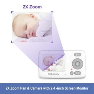 HelloBaby Video Baby Monitor with Camera and Audio, Monitor Baby Monitor Infrared Night Vision, VOX Mode