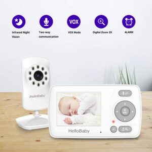 HelloBaby Video Baby Monitor with Camera and Audio, Monitor Baby Monitor Infrared Night Vision, VOX Mode