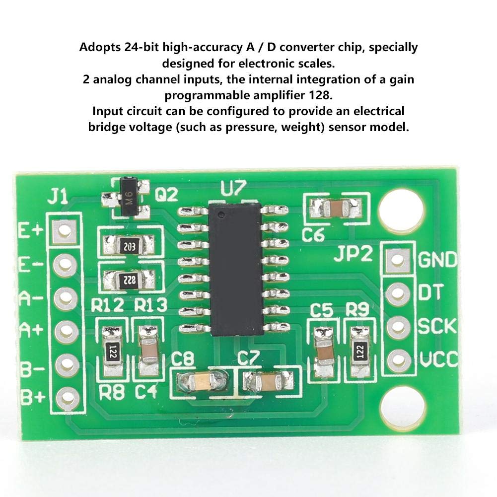 Load Cell Amplifier, 5Pcs HX711 Dual-Channel 24 Bit Weight Weighing Load Cell Conversion Module Accessory with Pin Header, Pressure Sensor