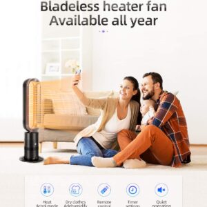 Ocean Loong AB18G Bladeless Tower Fan, 9 Speeds & 32 inchs Leafless Fan with Remote Control,Air Circulator Fan for Home Air Conditioner, Grey/Silver