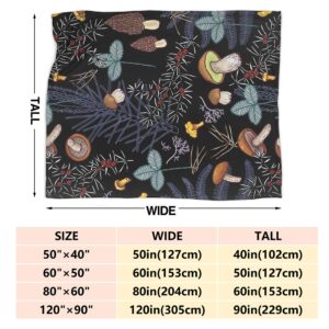 ARTIEMASTER Dark Wild Forest Mushrooms Customized Blanket Soft and Lightweight Flannel Throw Suitable for Use in Bed, Living Room and Travel 60"x50" for Teens