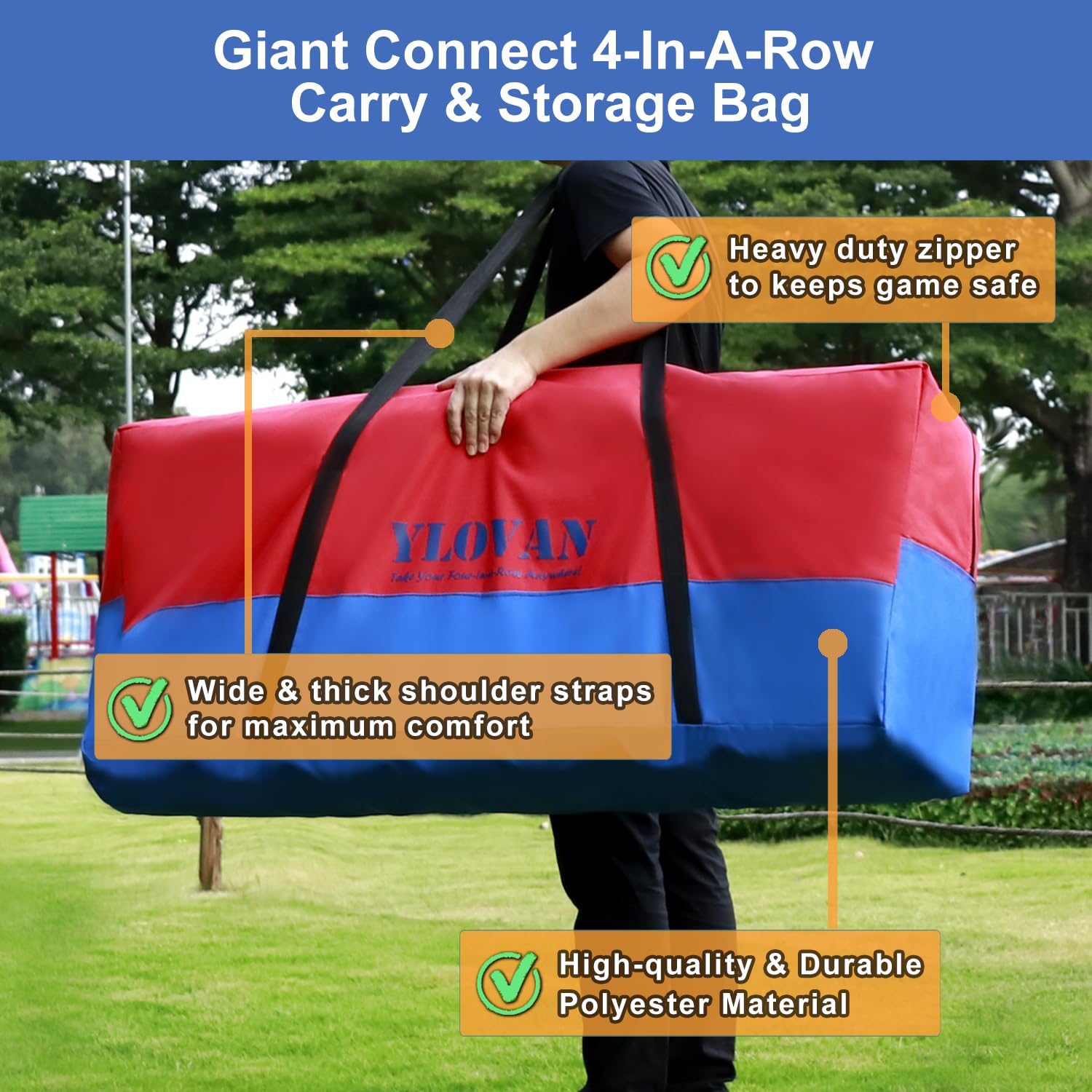 Giant Game Carry and Storage Bag, Large & Sturdy Carrying Bag for Jumbo 4 in A Row, Easily Transport / Store Life Size Game, Take Your 4-in-a-Row Anywhere (Game Not Included)