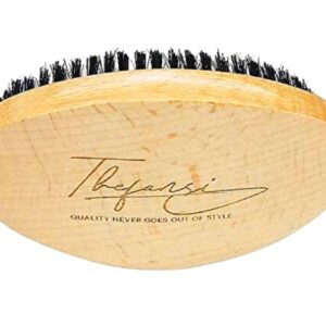 THEFANSI Original Beard Brush for Men With 100 First Cut Boar Bristles. Made in Pear Wood and Firm Bristles. THEFANSI Hair Brush Keeps hair clean, healthy, shiny and protected