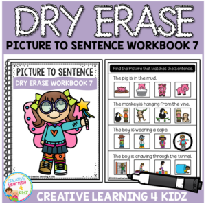 dry erase picture to sentence workbook 7