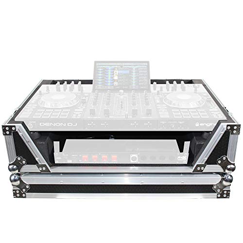 ProX XS-PRIME4W2U ATA Flight Case For Denon PRIME 4 DJ Controller with 2U Rack Space and Wheels