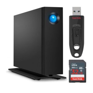 lacie d2 professional 8tb external hard drive portable desktop hdd – usb-c usb 3.0, 7200 rpm enterprise class drives, for mac and pc desktop, (stha8000800) w/ 32gb storage bundle (3 items)