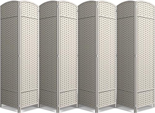 Sorbus 8 Panel Room Divider 6 ft. Tall - Privacy Screen, Extra Wide Double Hinged Panels, Mesh Hand-Woven Design, Partition Room Dividers and Folding Privacy Screens, Wall Divider for Room Separation