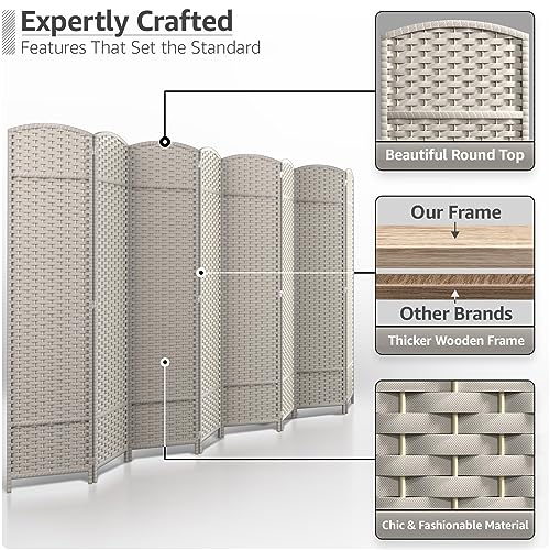 Sorbus 8 Panel Room Divider 6 ft. Tall - Privacy Screen, Extra Wide Double Hinged Panels, Mesh Hand-Woven Design, Partition Room Dividers and Folding Privacy Screens, Wall Divider for Room Separation